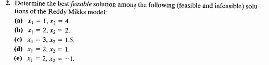 Solved determine the best feasible solution among the | Chegg.com