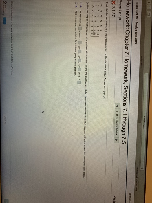 Solved 7.1 through 7.5 Math 1324 Mini Session 2018-2019 | Chegg.com