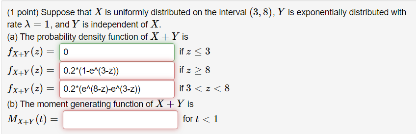 Solved (1 point) Suppose that X is uniformly distributed on | Chegg.com
