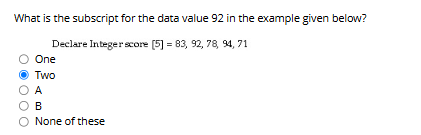 Solved What is ﻿the subscript for the data value 92 in ﻿the | Chegg.com