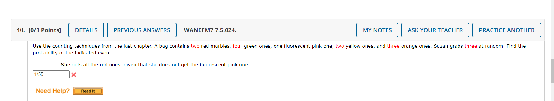 Solved 10. [0/1 Points] DETAILS PREVIOUS ANSWERS WANEFM7 | Chegg.com