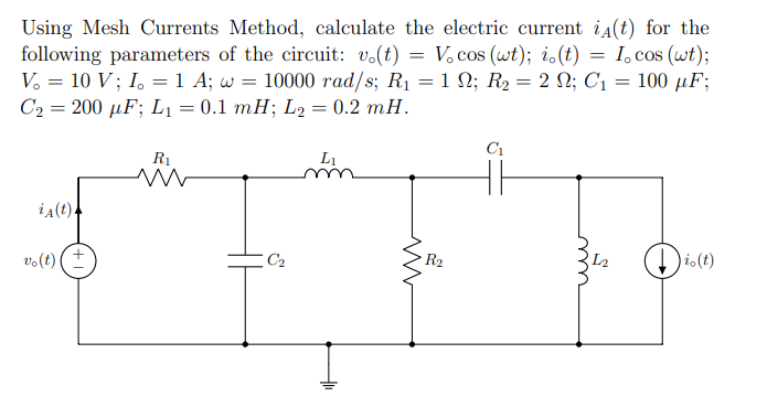 Solved Using Mesh Currents Method, calculate the electric | Chegg.com