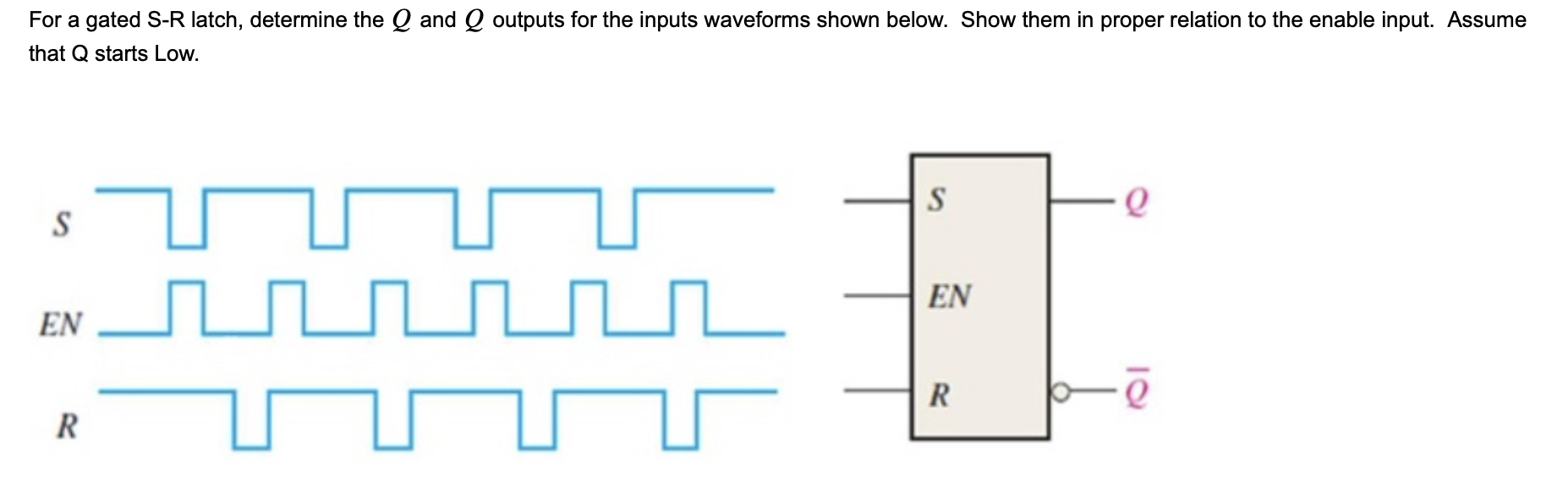 Solved For A Gated S R Latch Determine The Q And Q Outputs 