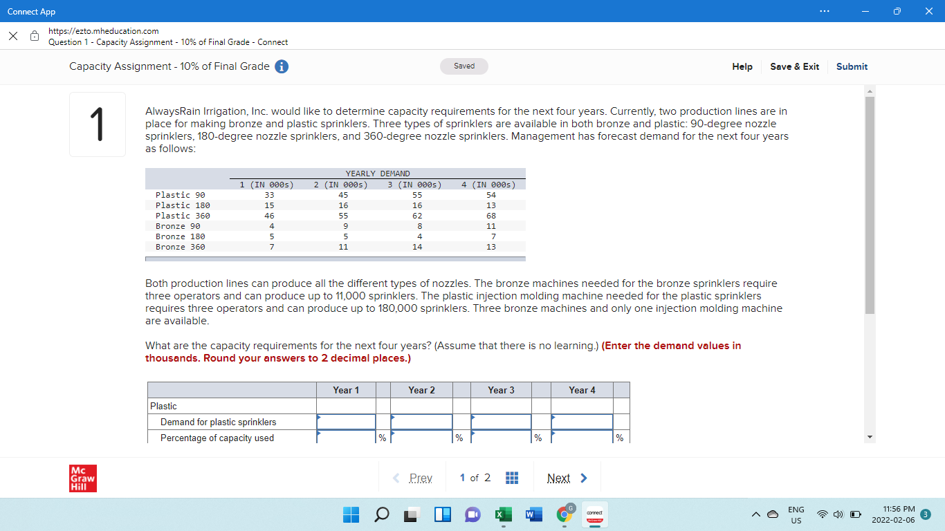Solved Connect App х X 6 https://ezto.mheducation.com | Chegg.com