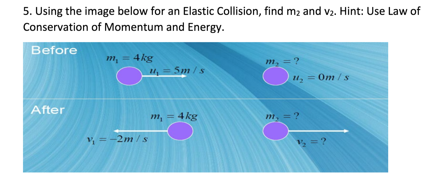 Solved 5. Using the image below for an Elastic Collision, | Chegg.com