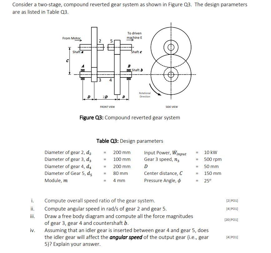 Solved Consider a two-stage, compound reverted gear system | Chegg.com