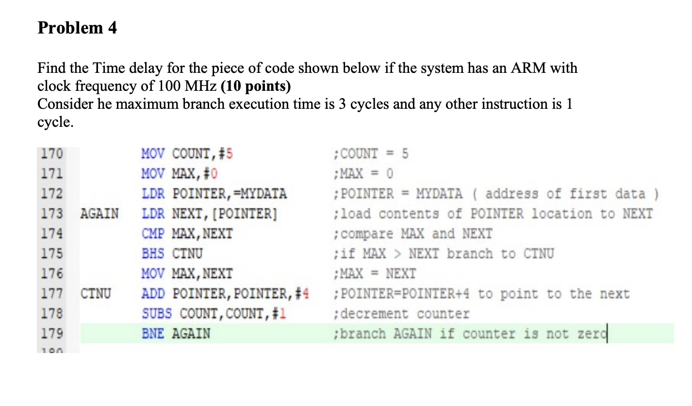 Solved Problem 4 Find the Time delay for the piece of code | Chegg.com