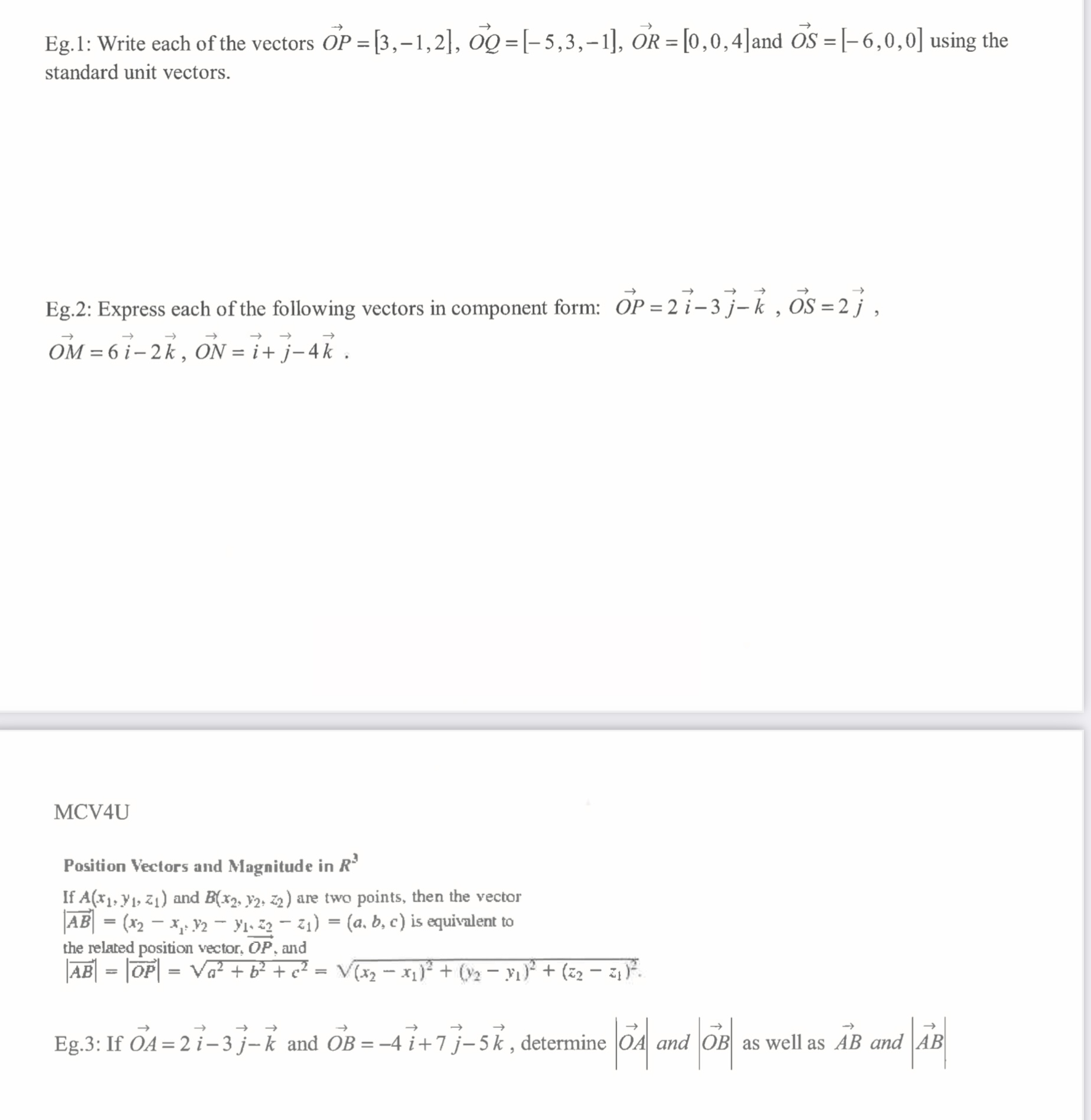 Solved Eg.1: Write each of the vectors | Chegg.com