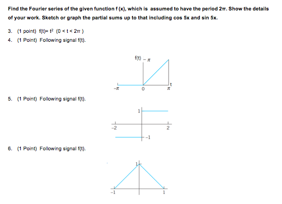 Solved Find the Fourier series of the given function f(x), | Chegg.com Solved Find the Fourier series of the given function f(x), | Chegg.com
