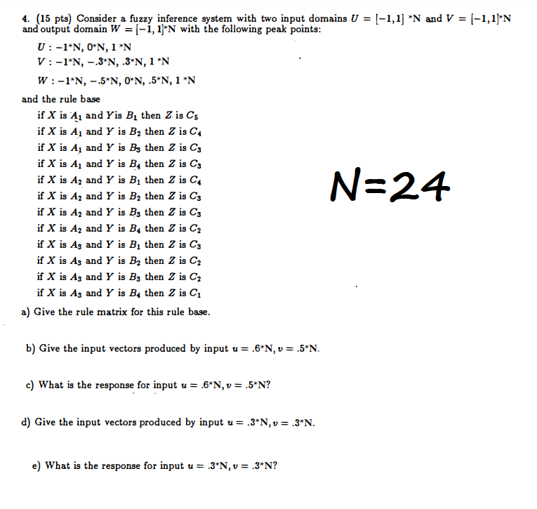 Solved 4. (15 pts) Consider a fuzzy inference system with | Chegg.com