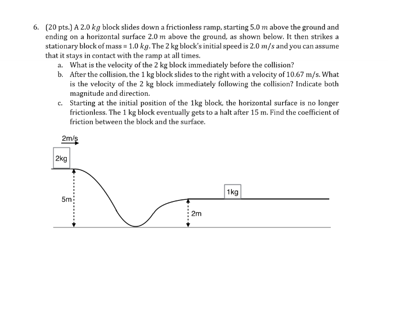 Solved 6. ( 20pts.) A 2.0 kg block slides down a | Chegg.com