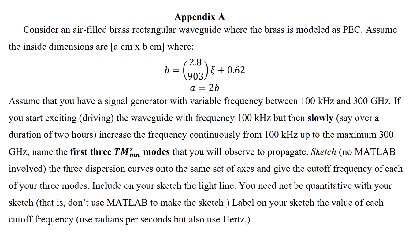 Solved Appendix A Consider an air-filled brass rectangular | Chegg.com