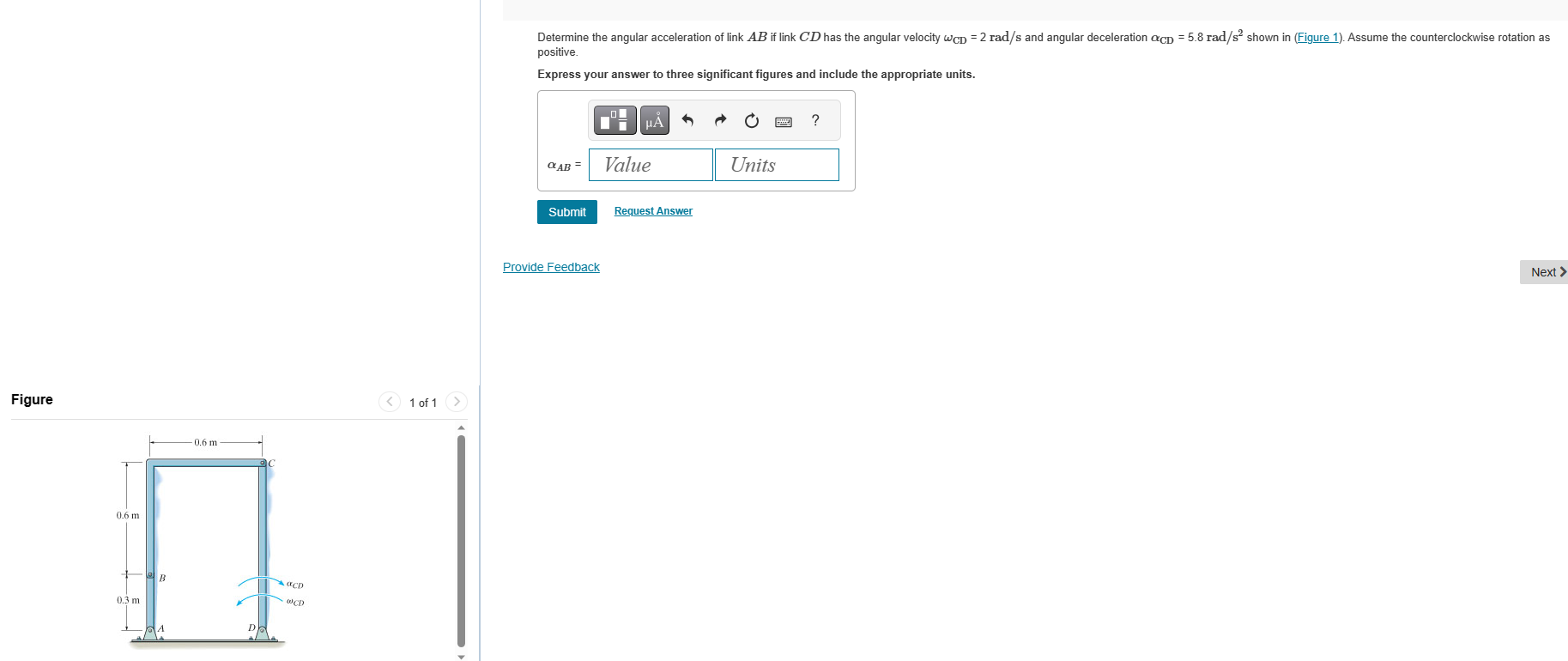 Solved Determine the angular acceleration of link AB if link | Chegg.com