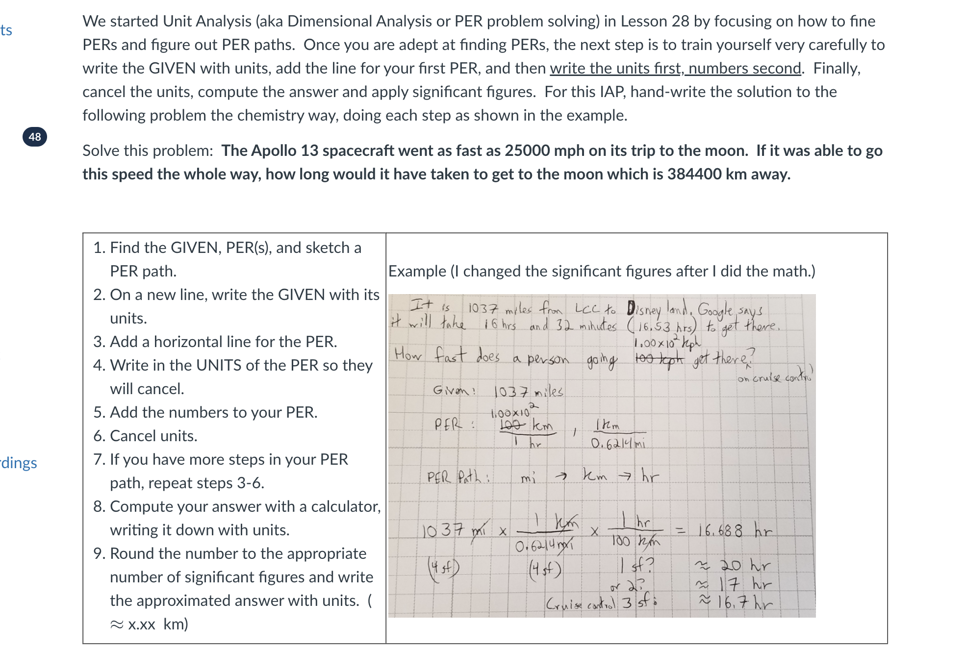 Solved We started Unit Analysis (aka Dimensional Analysis or | Chegg.com