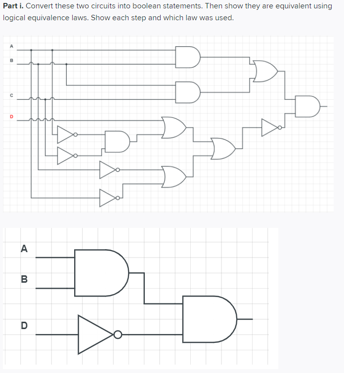 Solved Part i. Convert these two circuits into boolean | Chegg.com