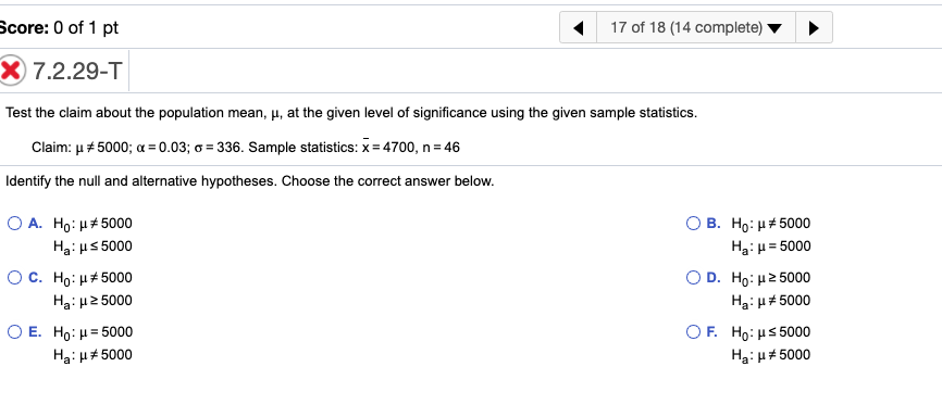 Solved Score: 0 of 1 pt 17 of 18 (14 complete) X 7.2.29-T | Chegg.com