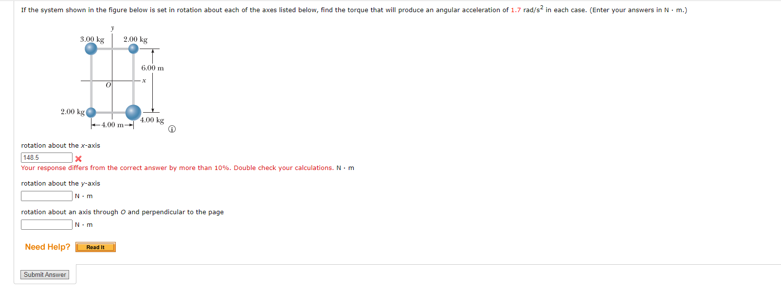 Solved rotation about the x-axis Your response differs from | Chegg.com