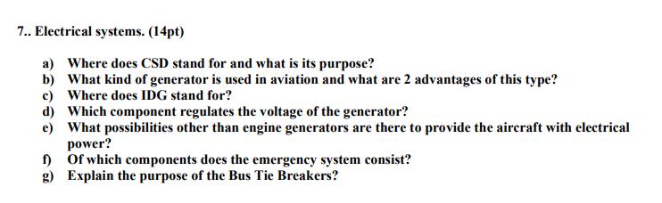 Solved 7.. ﻿Electrical systems. (14pt)a) ﻿Where does CSD | Chegg.com