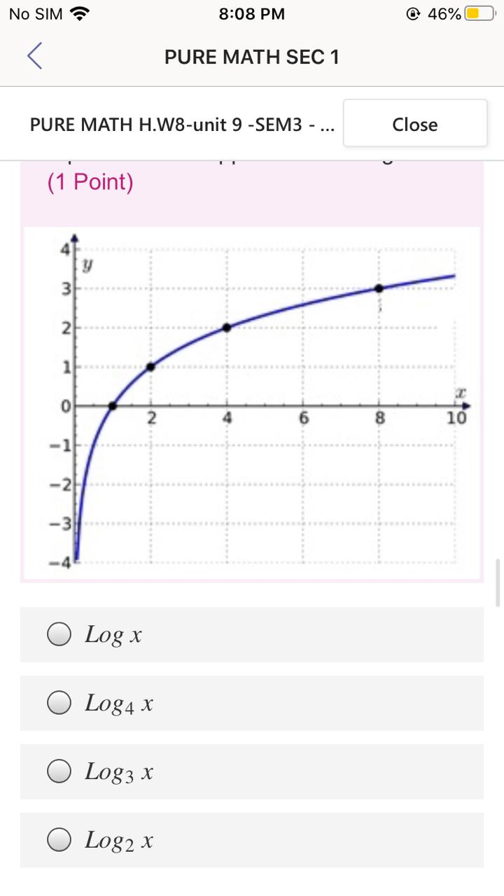 Solved NO SIM 8:08 PM 46% PURE MATH SEC 1 PURE MATH | Chegg.com