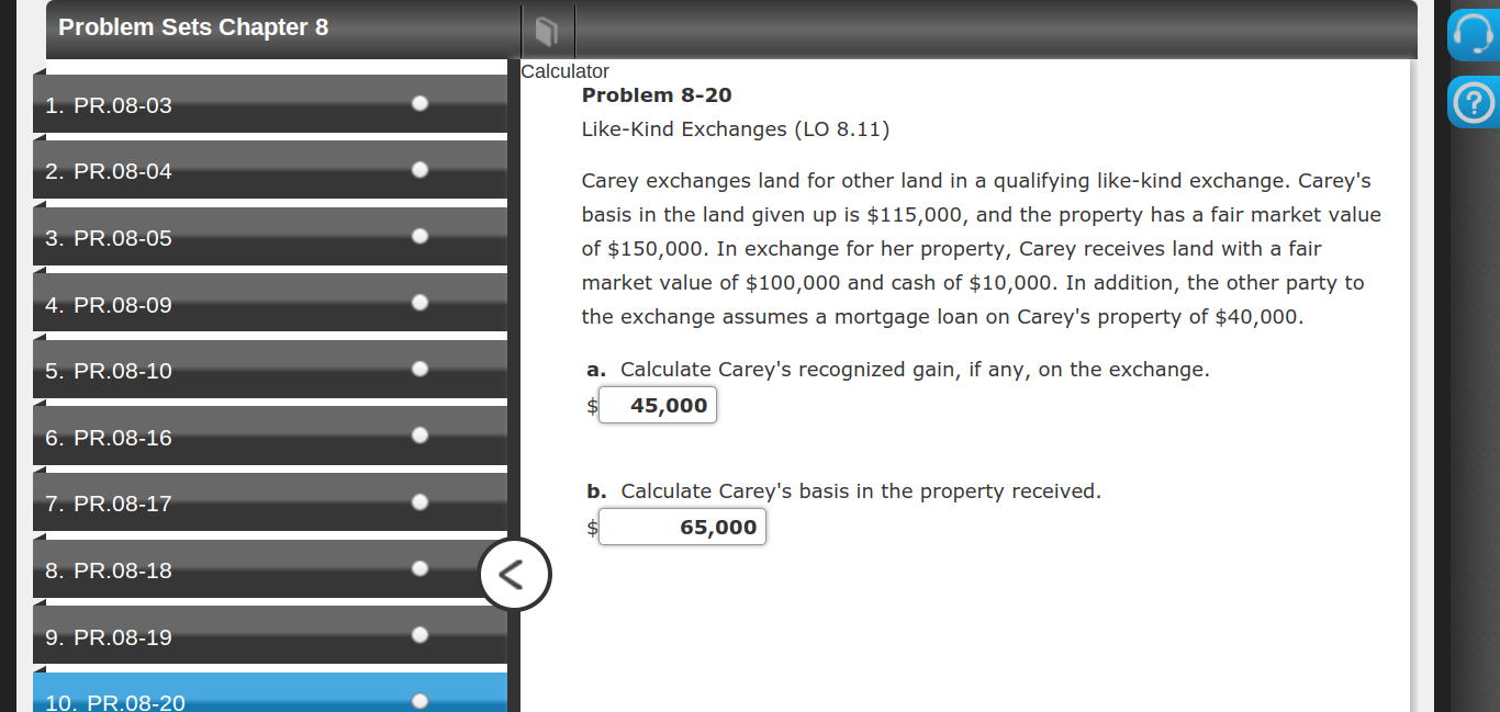 Solved Problem Sets Chapter 8 1. PR.08-03 Calculator Problem | Chegg.com