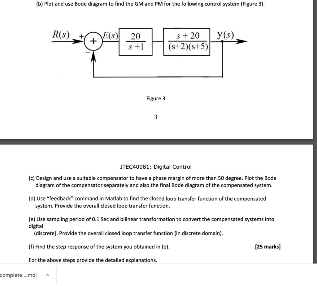 Solved (a) Plot and use Bode diagram to find the GM and PM | Chegg.com