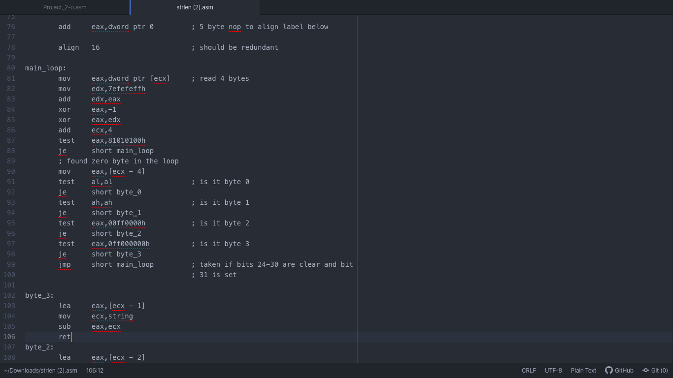 p file strlen.asm contains the Microsoft Visual | Chegg.com