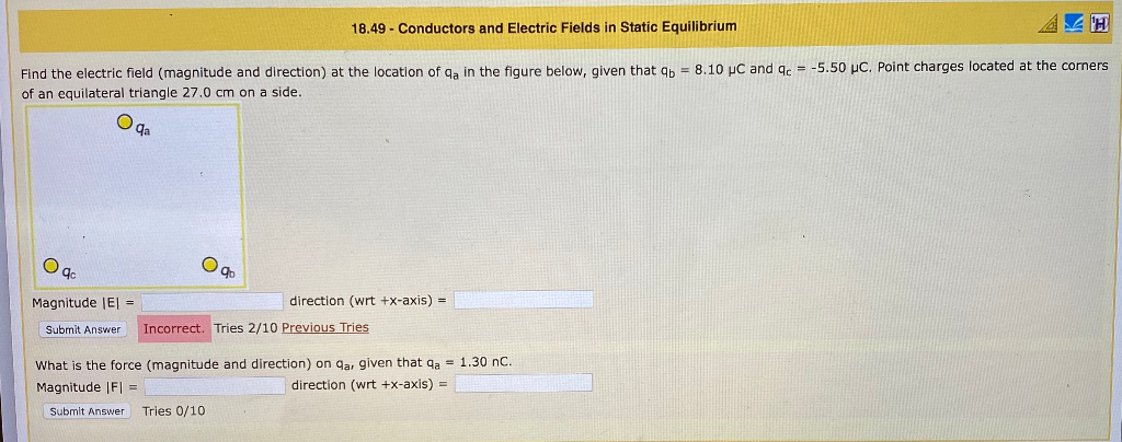 Solved Find The Electric Field Magnitude And Direction At 