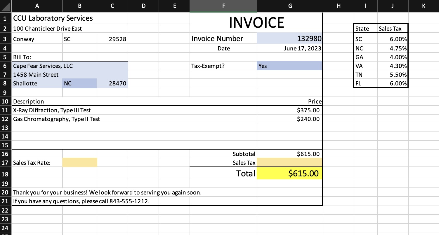 Q1: Worksheet B shows an invoice template. The | Chegg.com