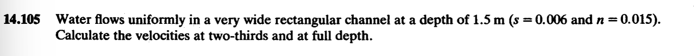Solved 14.105 ﻿Water flows uniformly in a very wide | Chegg.com