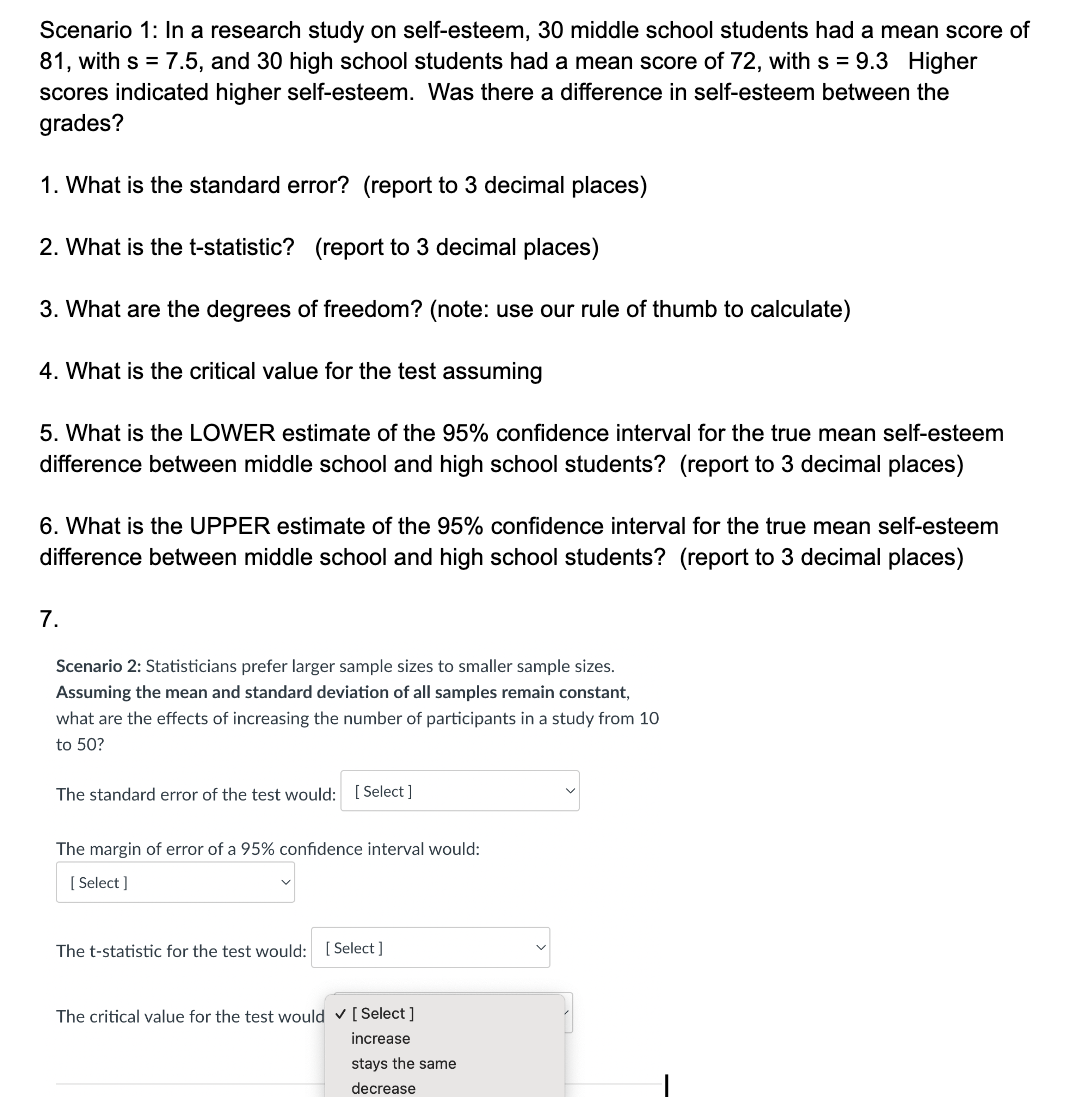 Solved Scenario 2: Statisticians prefer larger sample sizes | Chegg.com