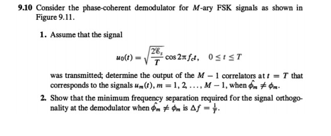 9.10 Consider the phase-coherent demodulator for | Chegg.com
