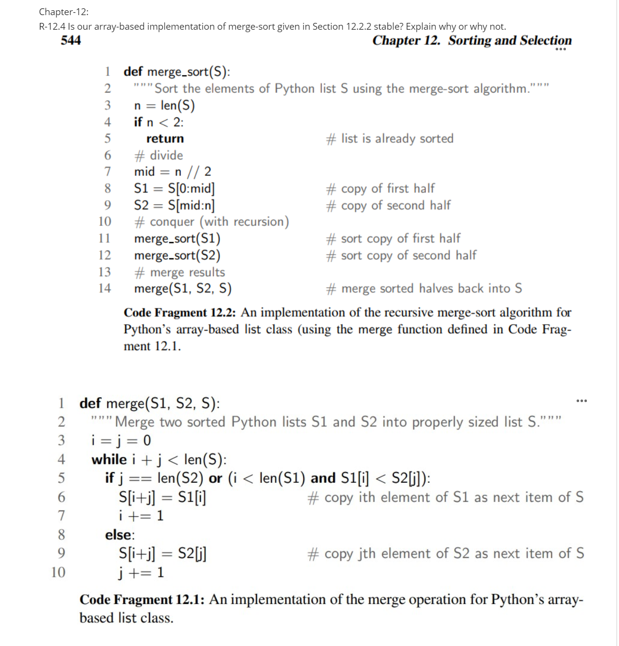 Solved def merge_sort(S):""" ﻿Sort the elements of Python | Chegg.com