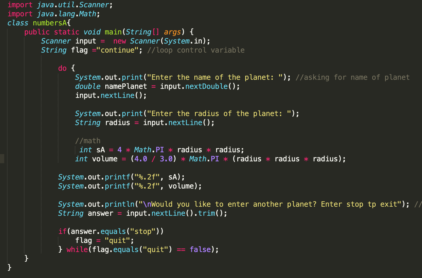 Solved program that will tell them the surface areaand | Chegg.com