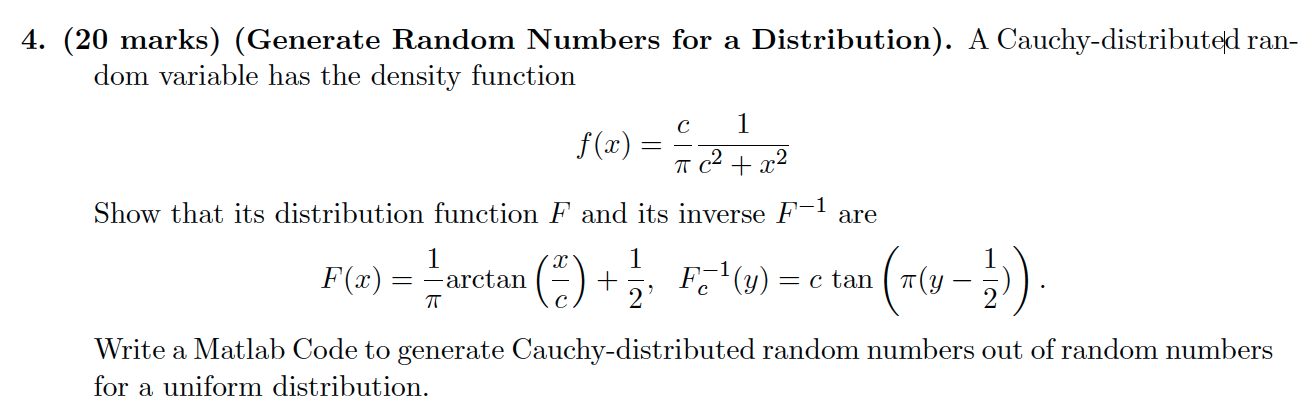 Solved 20 Marks Generate Random Numbers For A 4820