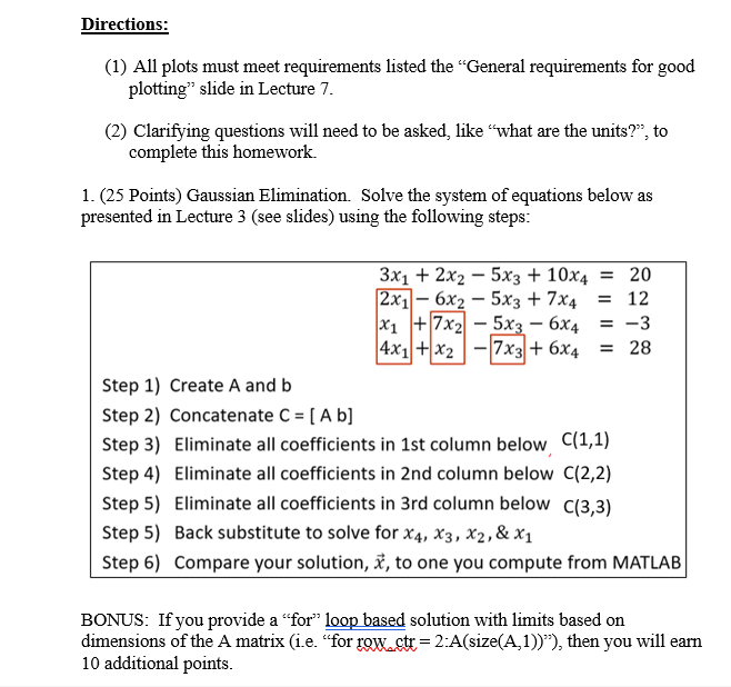 Solved Directions: (1) All plots must meet requirements | Chegg.com