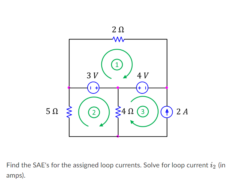 Find the SAE's for the assigned loop currents. Solve | Chegg.com