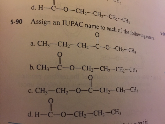 Solved Assign an IUPAC name to each of the following esters. | Chegg.com