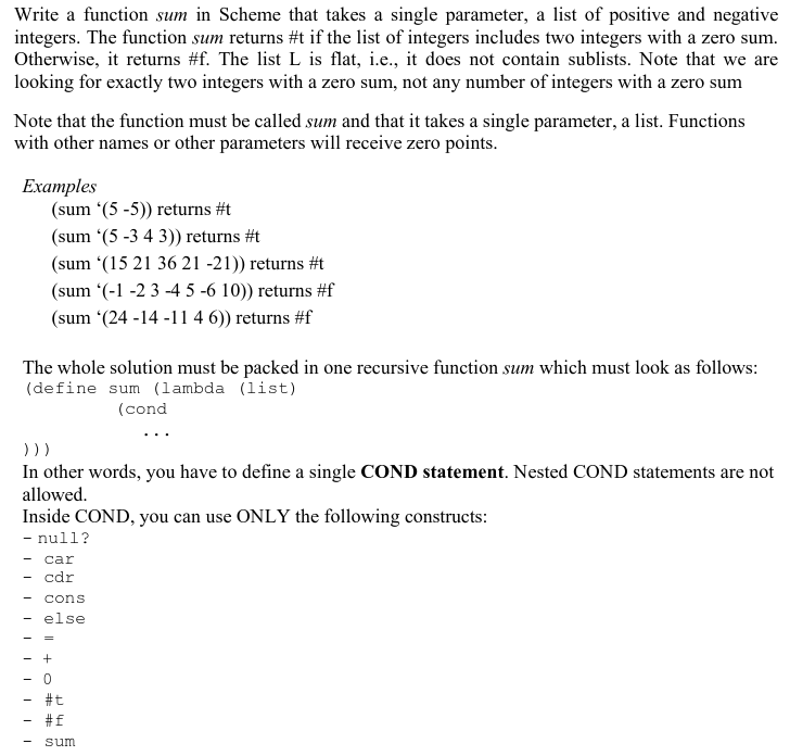 Solved Do not use any constructs that is not listed below. | Chegg.com