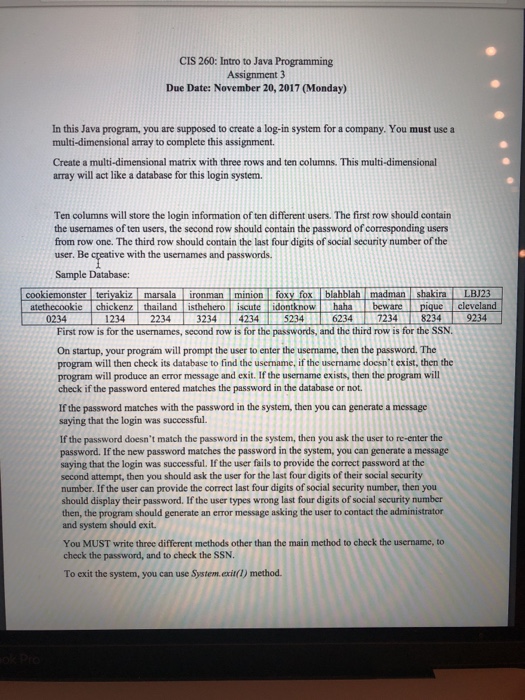 Solved Cis 260 Intro To Java Programming Assignment 3 Due
