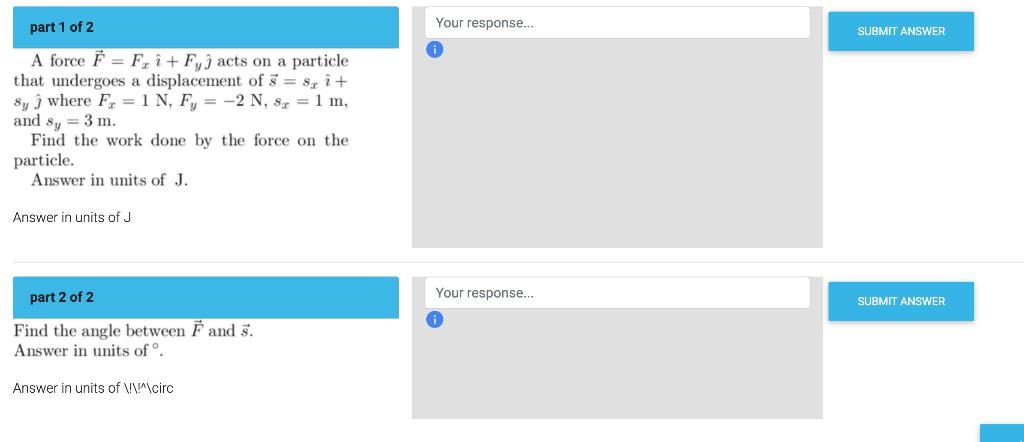 Solved A Force F Fx Fy Acts On A Particle That Undergoes