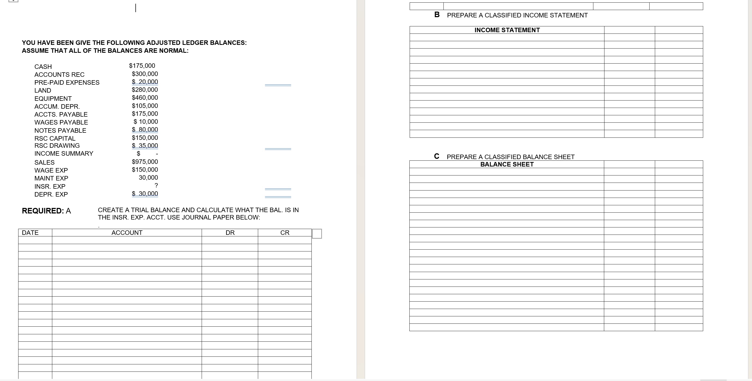 Solved YOU HAVE BEEN GIVE THE FOLLOWING ADJUSTED LEDGER | Chegg.com