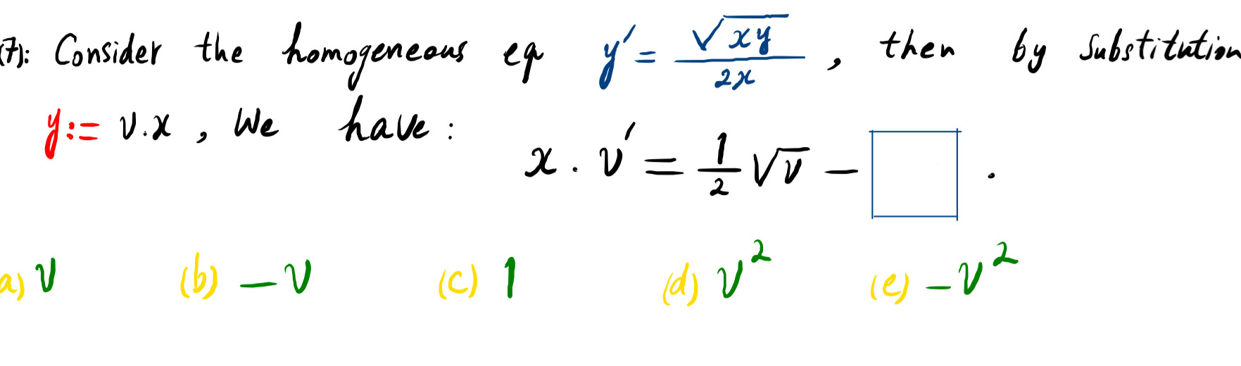 Solved 77. Consider the homogeneous eq homogeneous ex y- v | Chegg.com