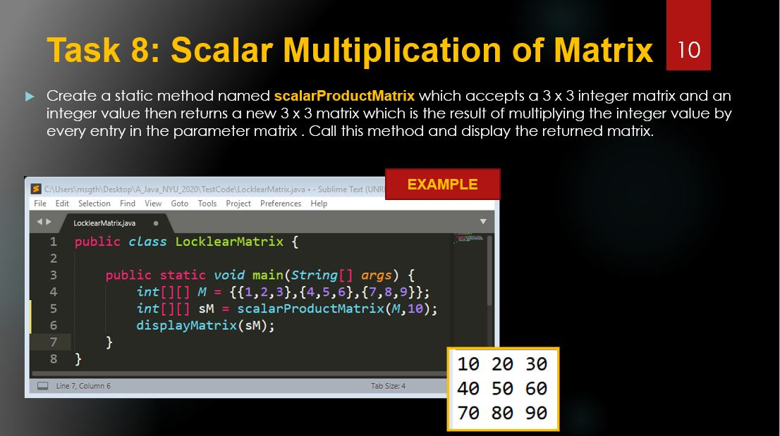 Solved Task 3 Create A Matrix 5 Create A Static Method 5522