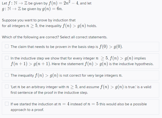 Solved = Let f: N + Z be given by f(n) = 2n2 – 4, and let g: | Chegg.com