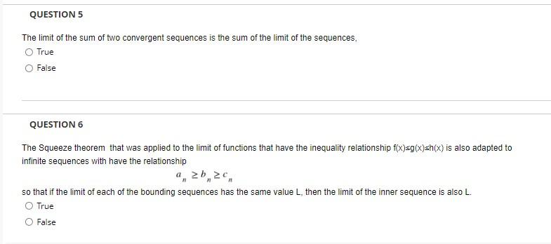 Solved QUESTION 1 An infinite sequence is increasing if its | Chegg.com