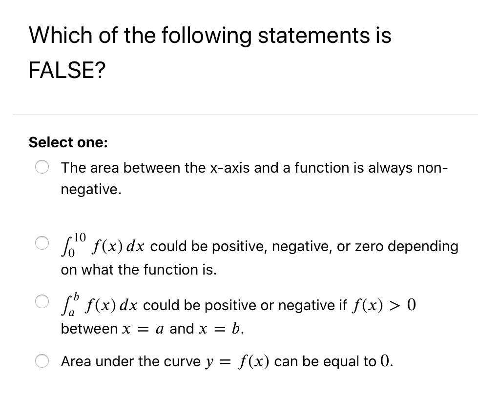 Solved Which of the following statements is FALSE? Select | Chegg.com