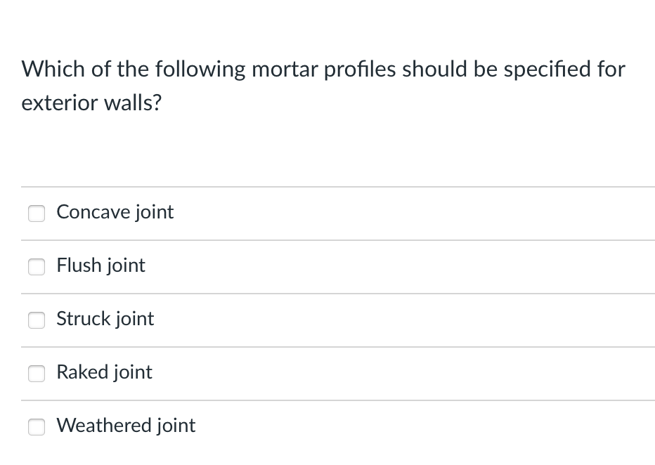 Solved Which of the following mortar profiles should be | Chegg.com