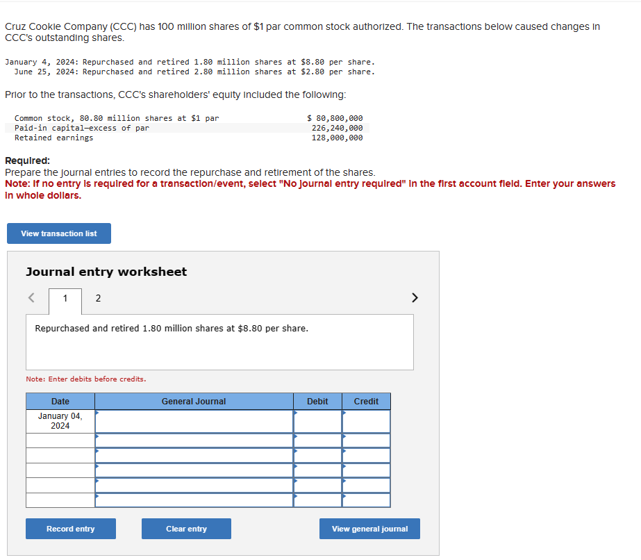 Solved Cruz Cookie Company (CCC) has 100 million shares of | Chegg.com