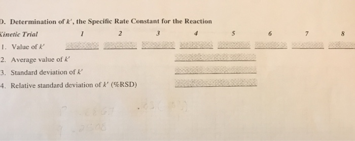 D. Determination of k', the Specific Rate Constant | Chegg.com