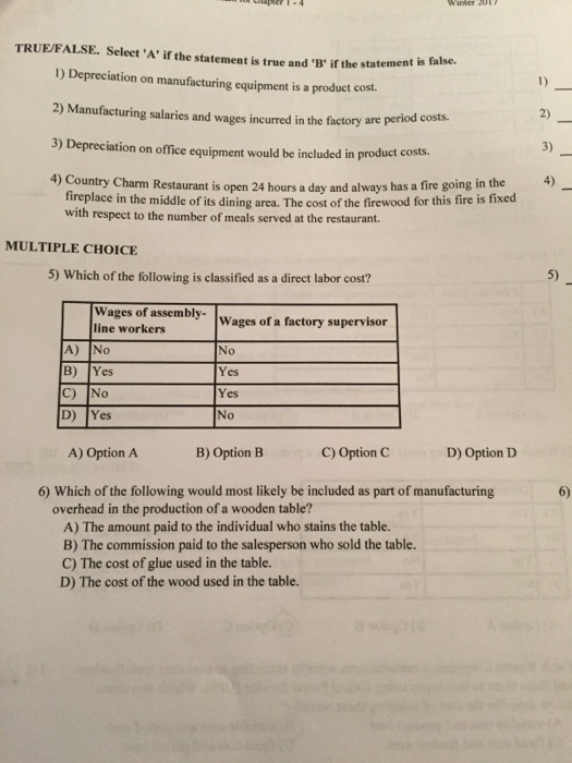 Solved Truefalse Select A If The Statement Is True And B 7615